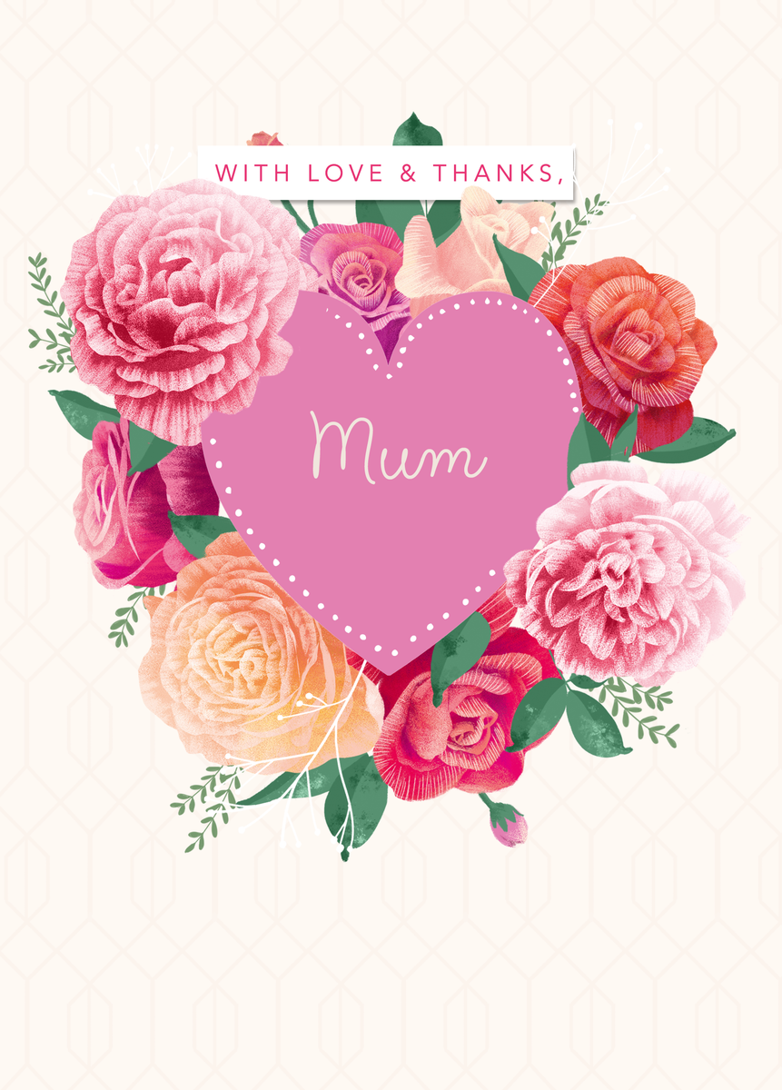 Personalised Love Heart Floral Bouquet Mother's Day Card | Hallmark UK