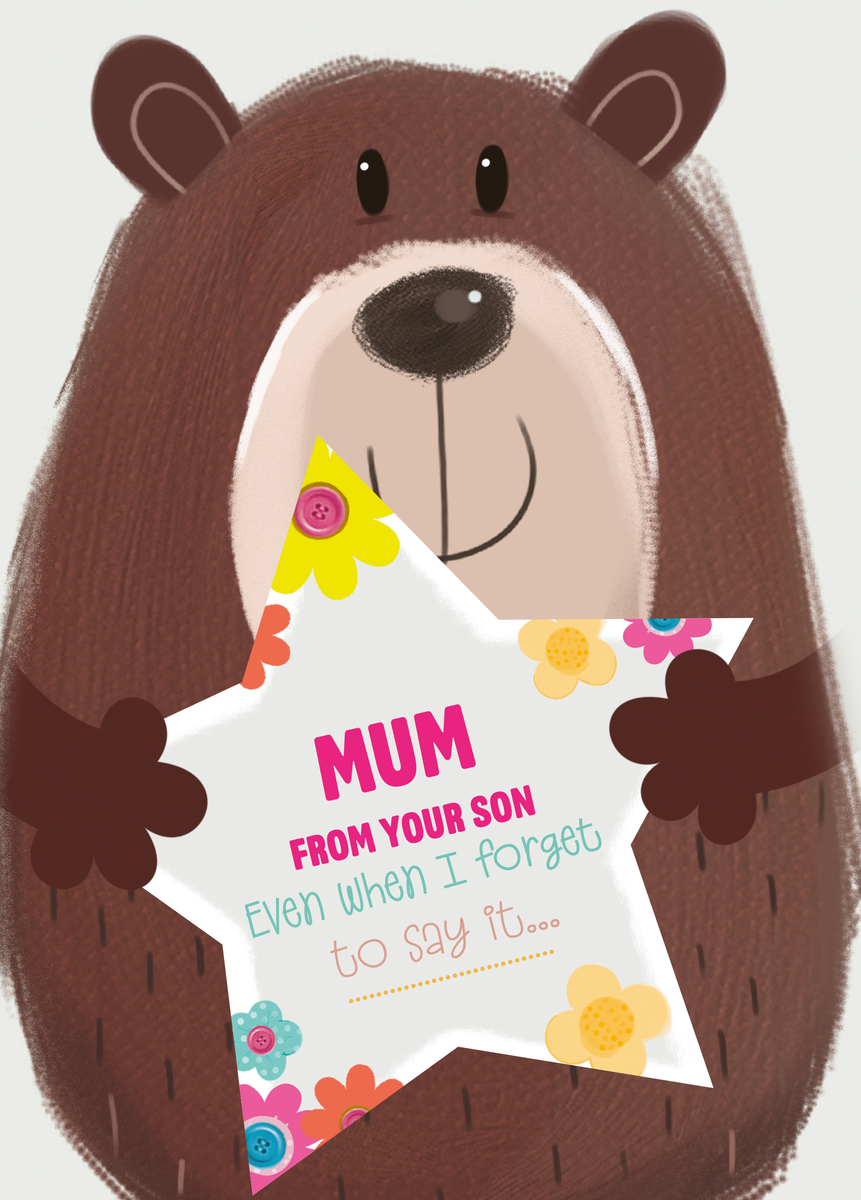 Personalised Cute Cartoon Bear Mother's Day Card For Mum | Hallmark UK