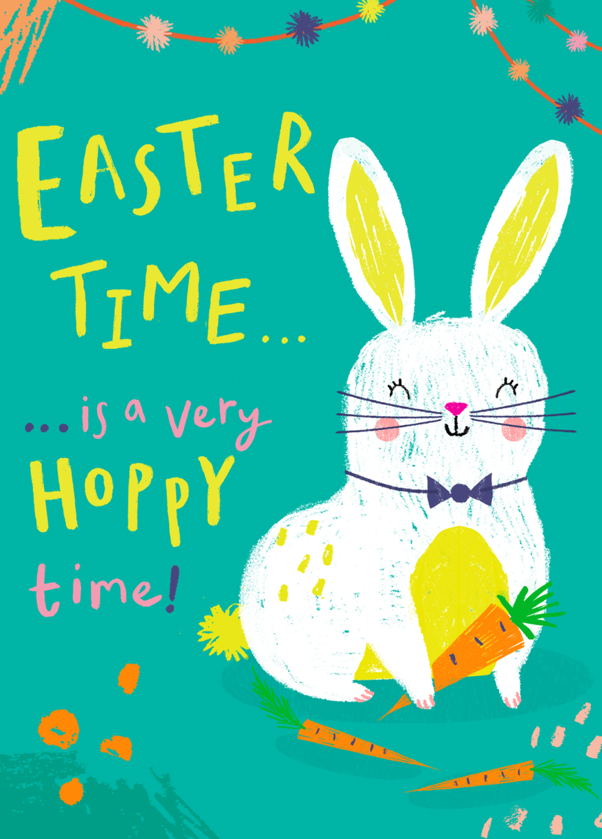Personalised Hoppy Bunny Time Easter Card | Hallmark UK