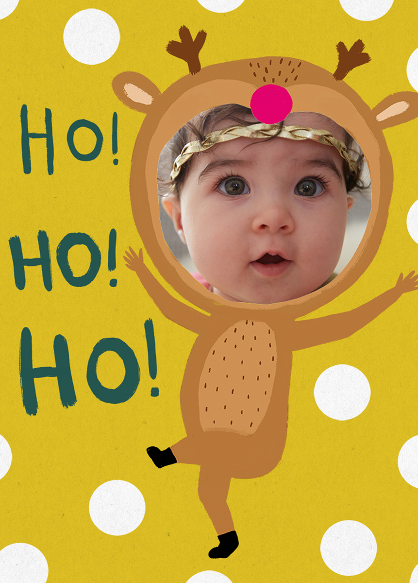 Personalised Ho Ho Ho Reindeer Photo Christmas Card – Hallmark