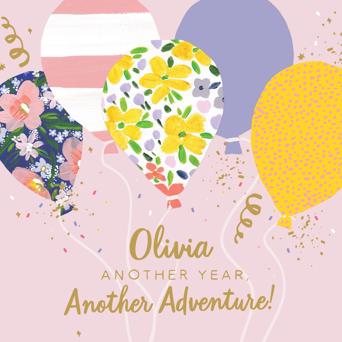 Personalised Editable Pink Balloons Birthday Card | Hallmark