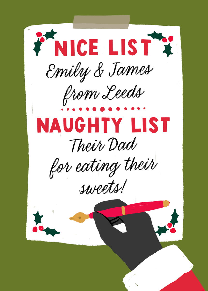 Personalised Editable Naughty & Nice List Christmas Card | Hallmark