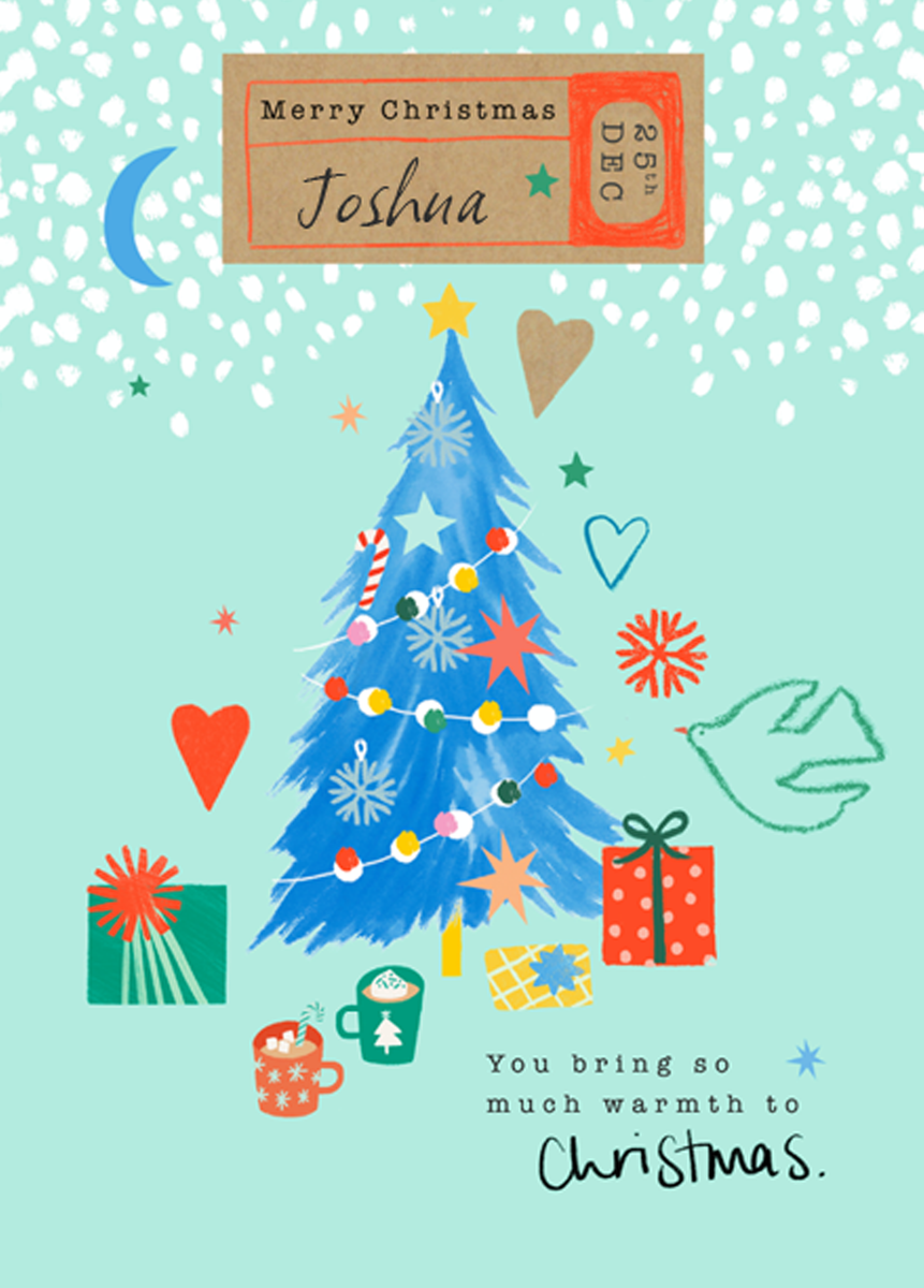 Personalised Contemporary Festive Tree & Presents Christmas Card – Hallmark