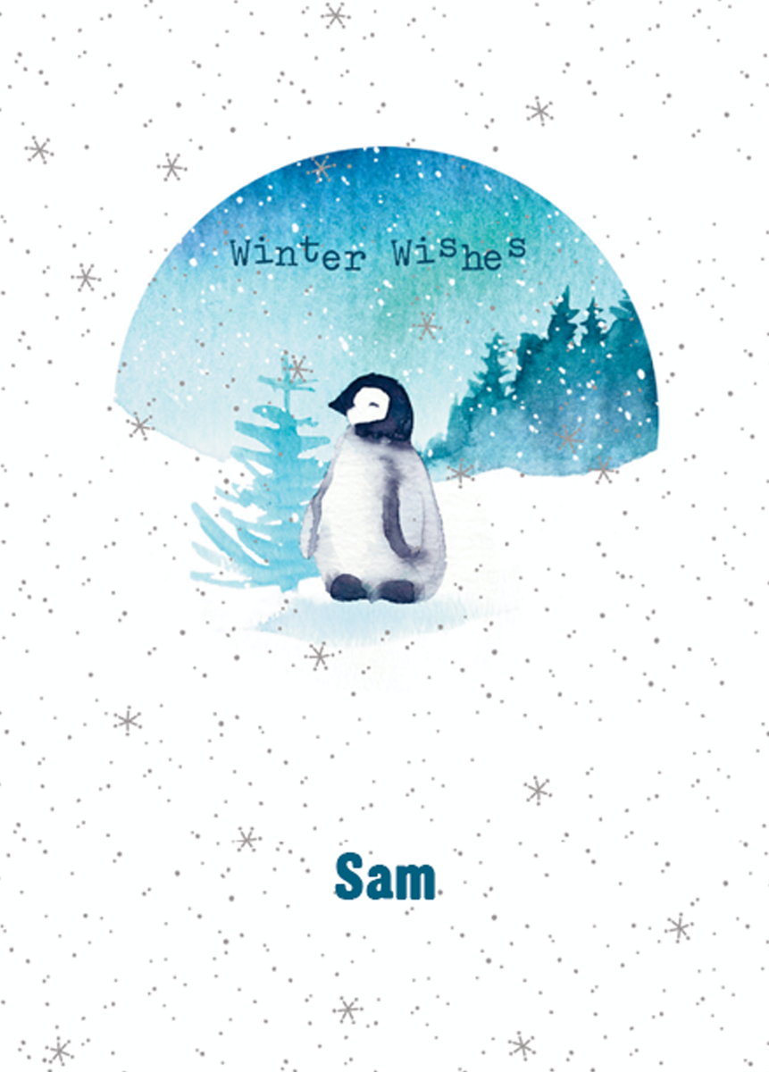 Personalised Cute Penguin Snowy Winter Christmas Card – Hallmark
