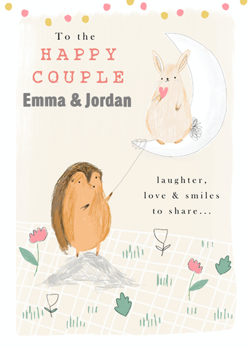 Personalised Cute Couple & Animals Wedding Card – Hallmark