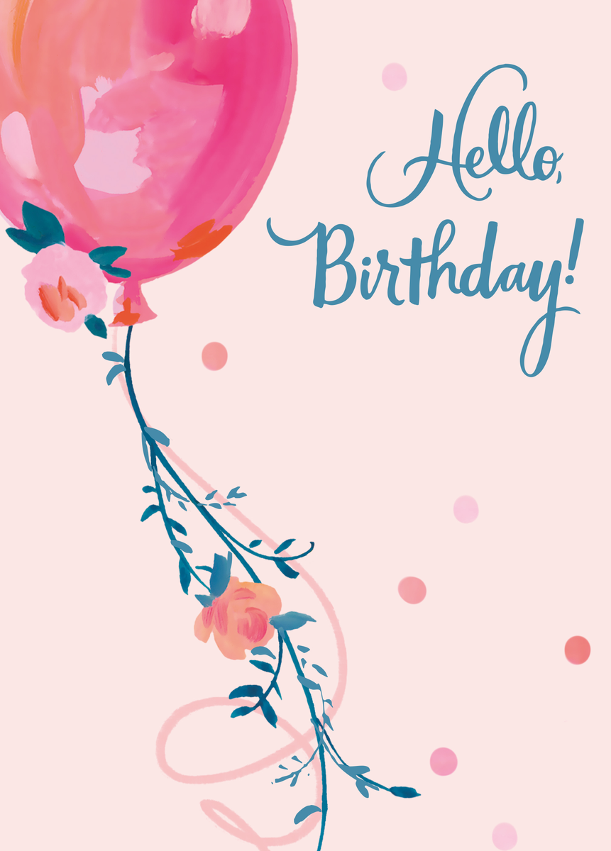 Personalised Illustrated Pink Balloon Birthday Card – Hallmark