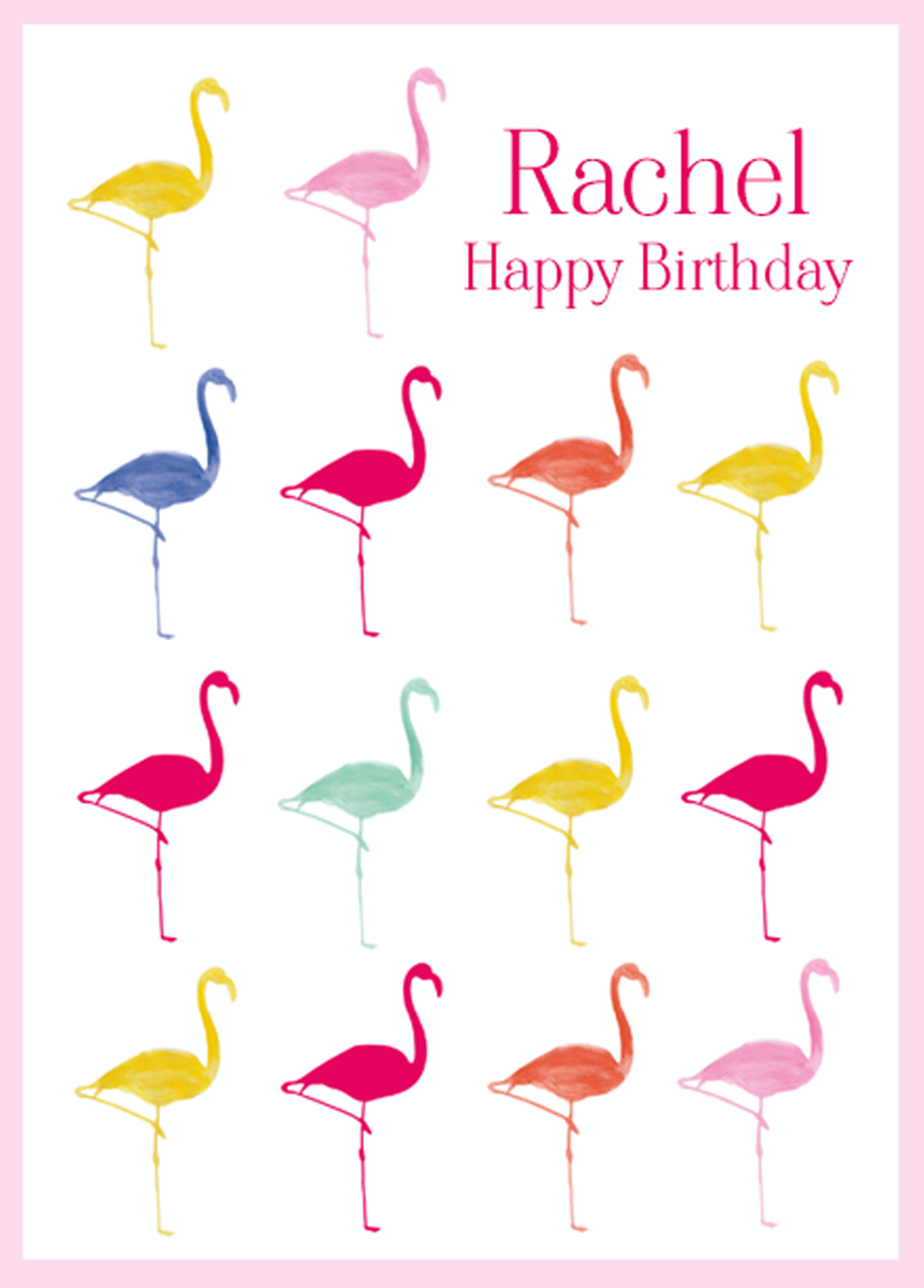 Personalised Editable Colourful Flamingos Birthday Card – Hallmark