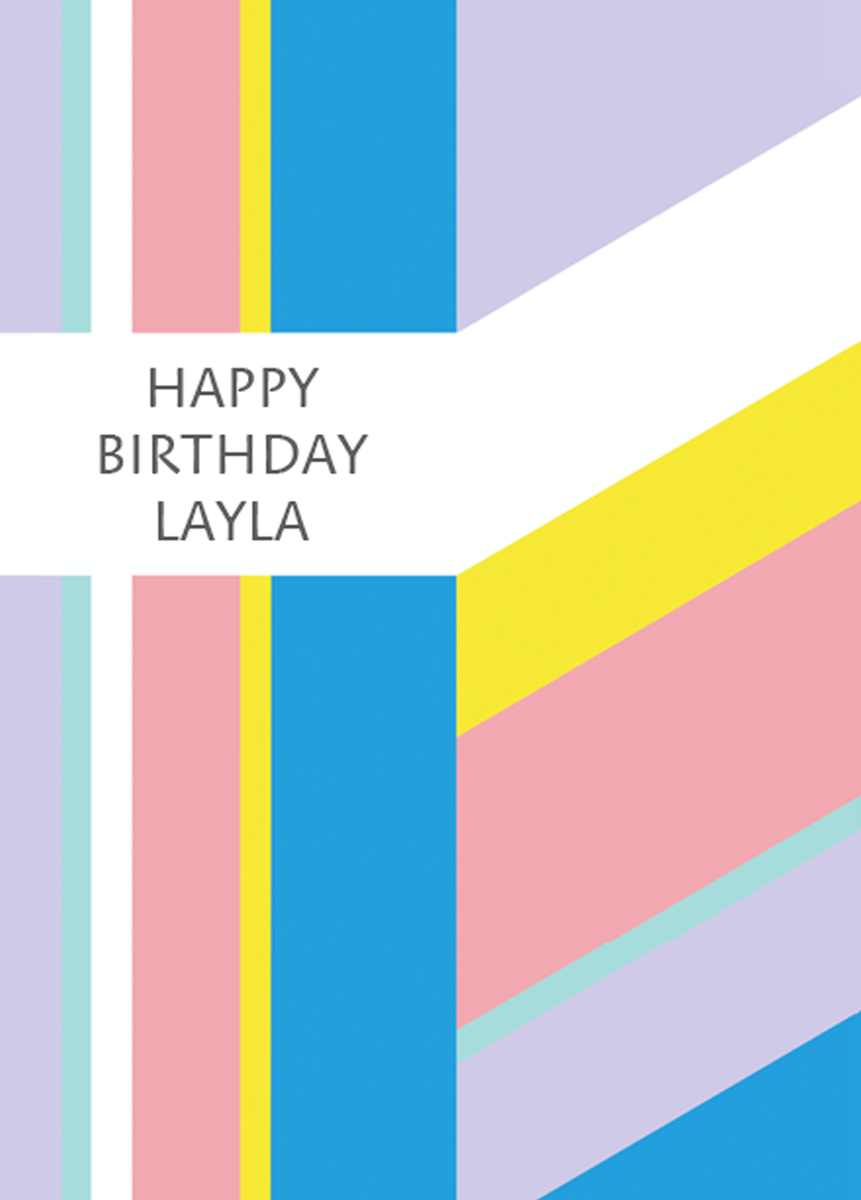 Personalised Colourful Stripes Happy Birthday Card – Hallmark
