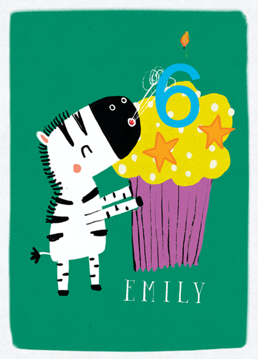 Personalised 6th Birthday Zebra Cupcake Card – Hallmark