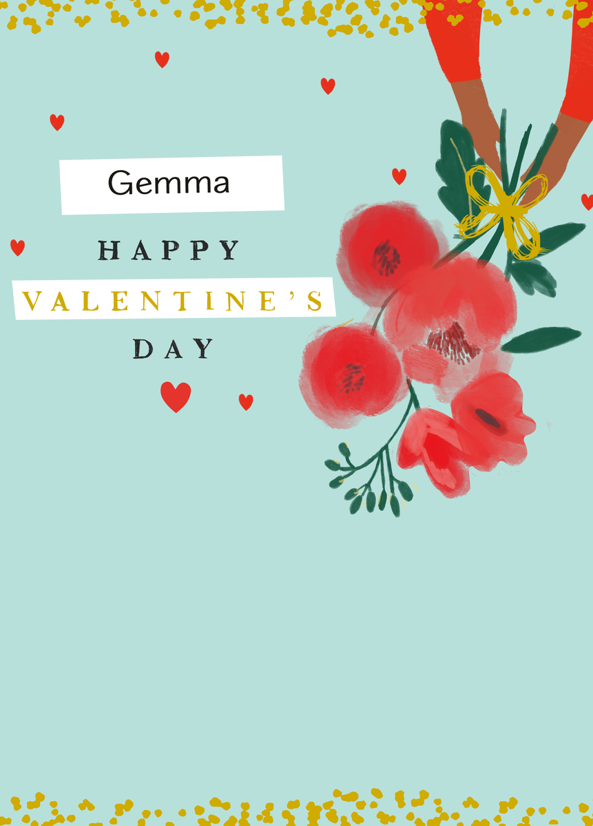 Personalised For Her Red Roses Bouquet Valentine's Day Card – Hallmark