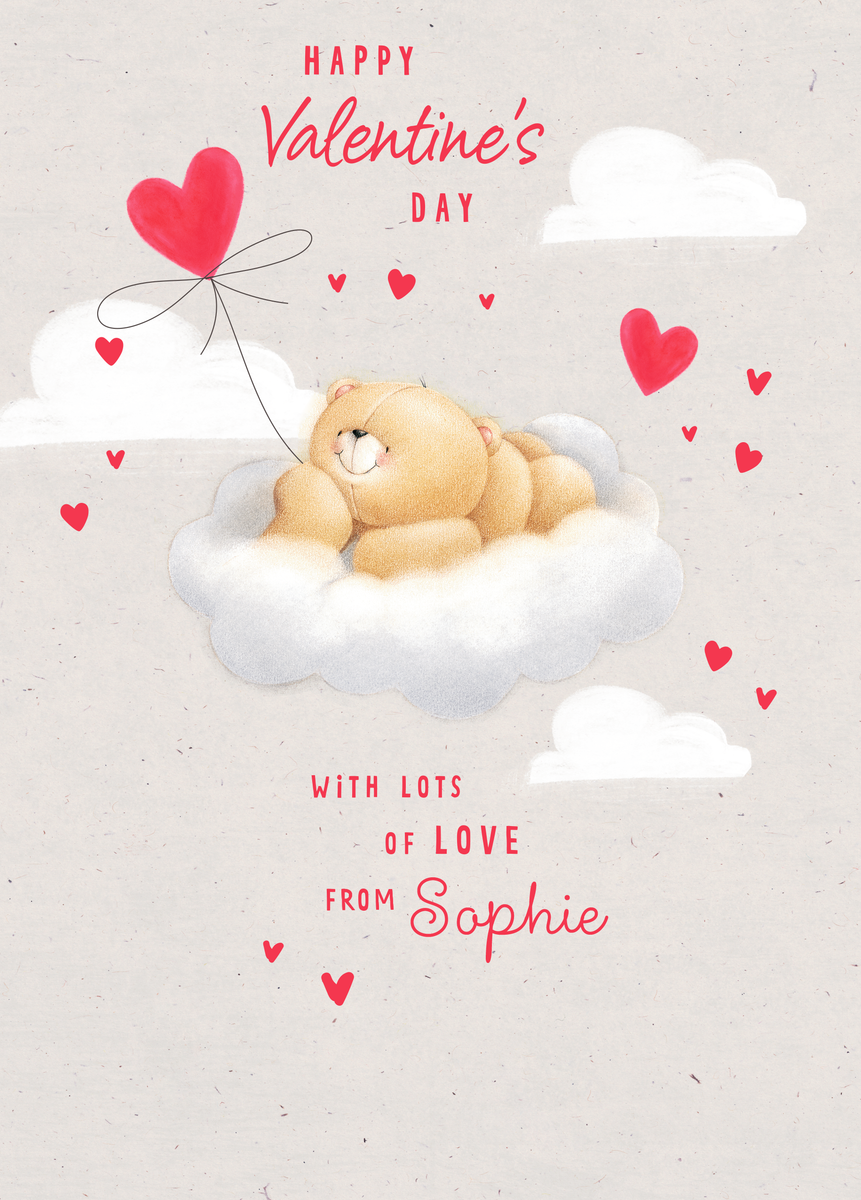 Personalised Cute Forever Friends Hearts & Clouds Valentine's Day Card ...