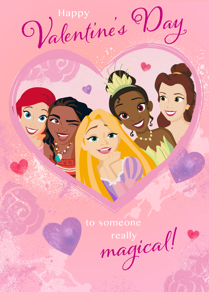 Personalised Disney Princess Love Heart Valentine's Day Card – Hallmark