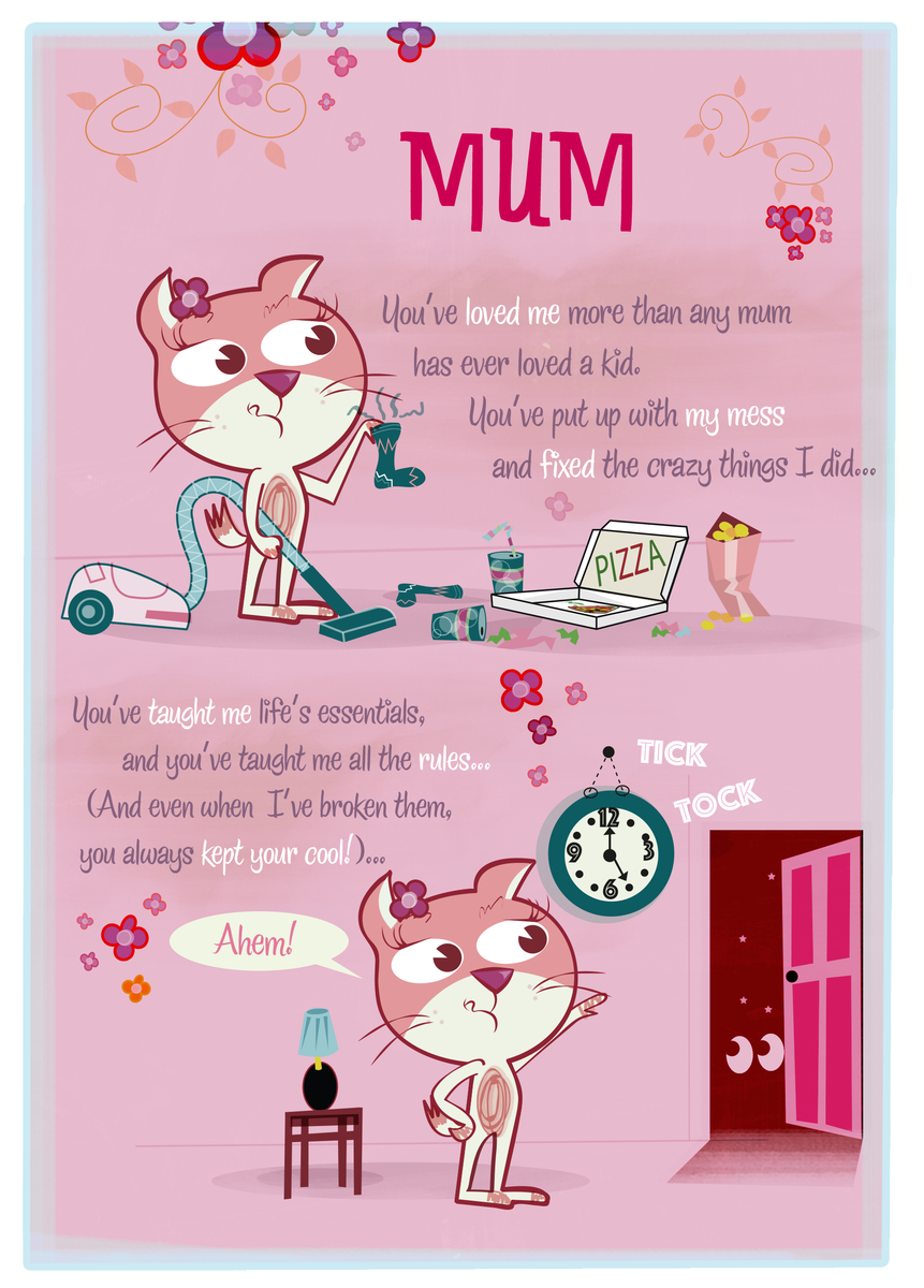 Personalised Funny Cartoon Cat Message Mother's Day Card | Hallmark UK