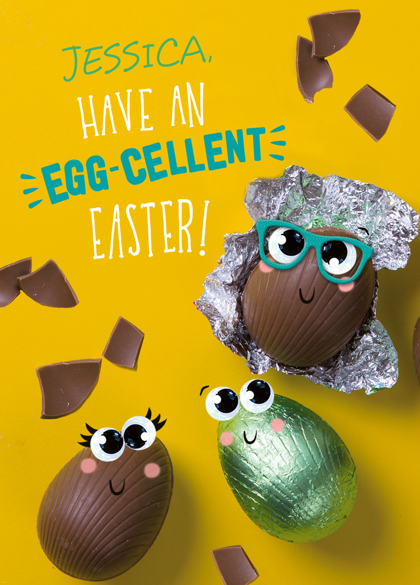 Personalised Egg-cellent Chocolate Eggs Easter Card | Hallmark UK