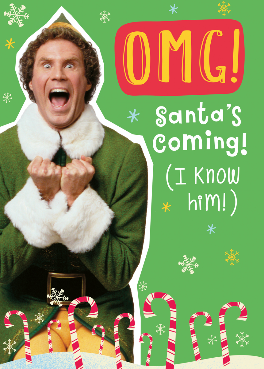 Personalised Funny Elf Omg Santa's Coming Christmas Card – Hallmark