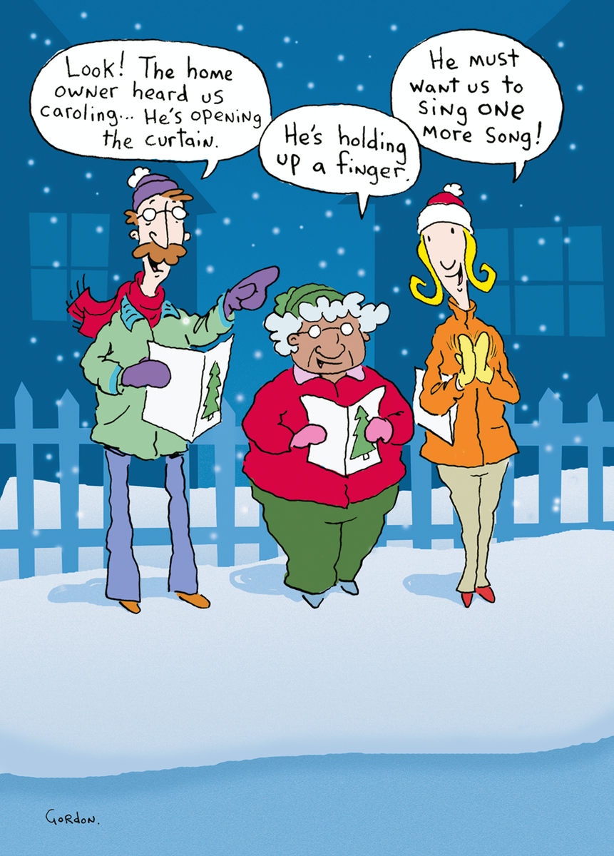 Personalised Funny Christmas Shoebox Cartoon Carol Singers Card – Hallmark