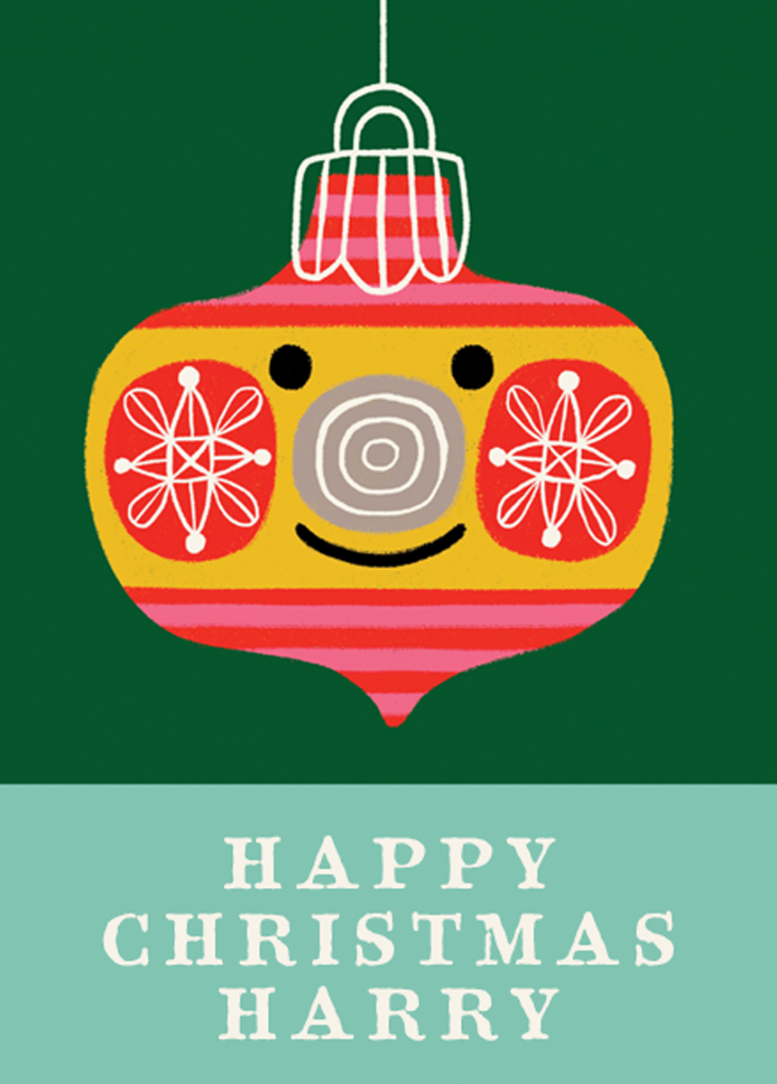 Personalised Kids Christmas Editable Cute Bauble Face Card – Hallmark