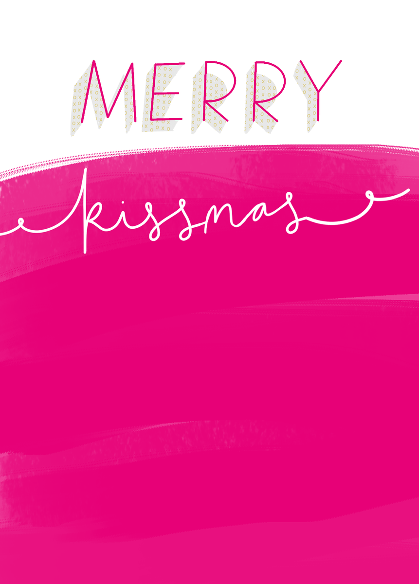 Personalised Modern Christmas Bright Pink And White Merry Xmas Card ...