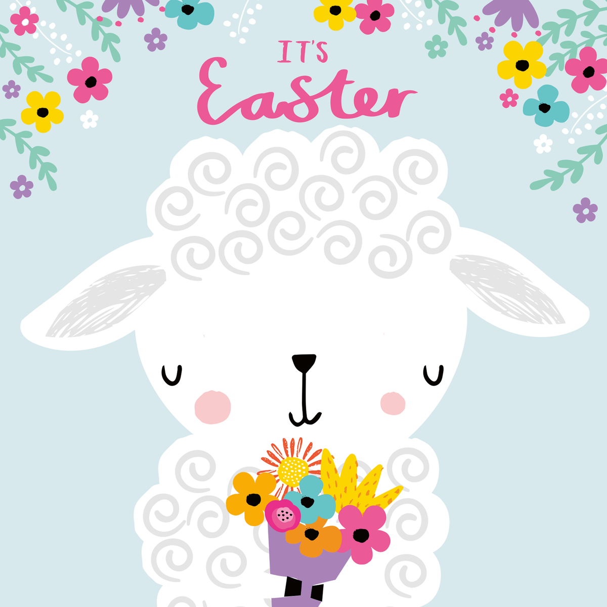 Personalised Cute Lamb & Flowers Easter Card | Hallmark UK