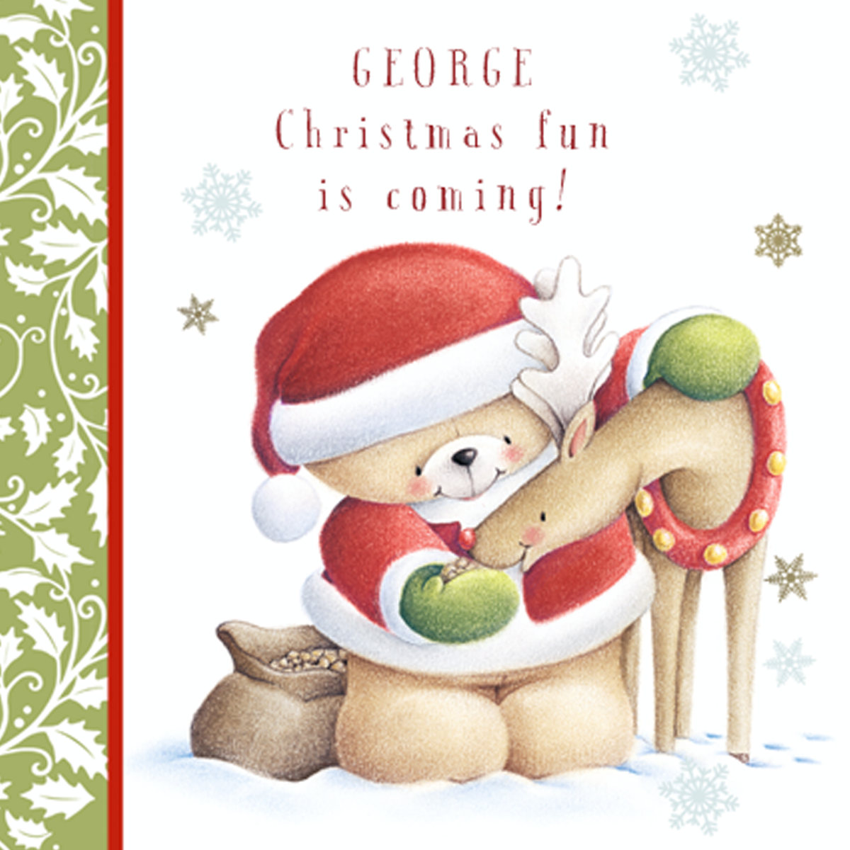 Personalised Kids Forever Friends Santa Christmas Card – Hallmark