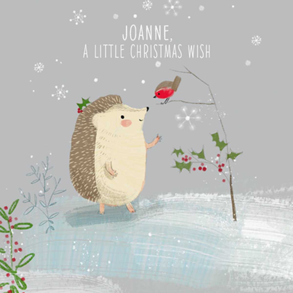 Personalised Cute Christmas Hedgehog Little Wish Card – Hallmark
