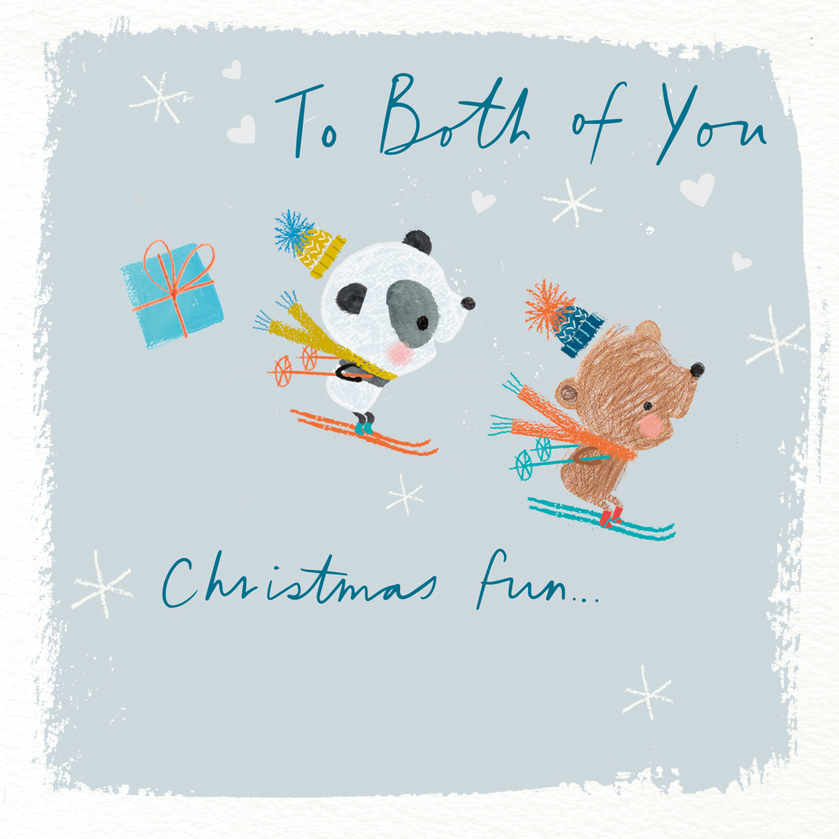 Personalised Cute Christmas Panda Bear Skiing To Both Card – Hallmark