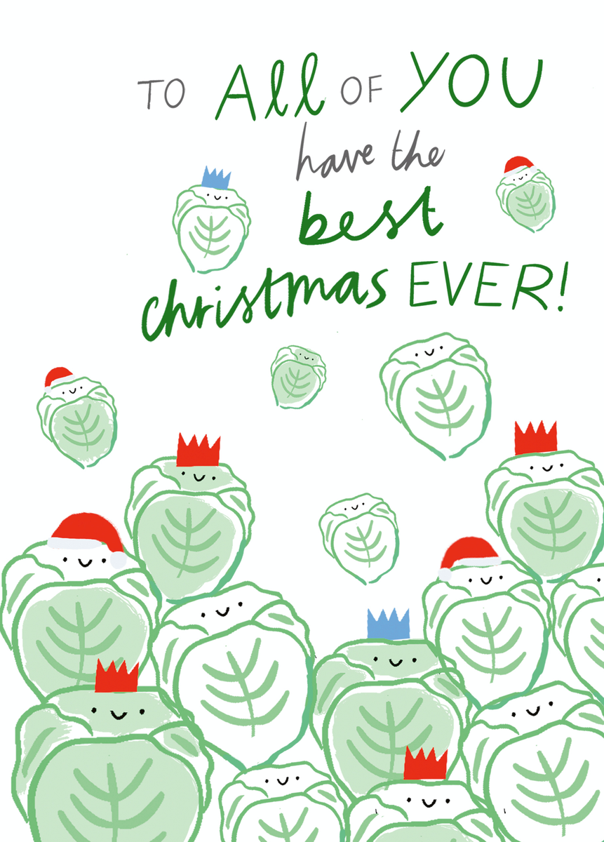 Personalised To All Of You Christmas Sprouts Party Hats Card – Hallmark