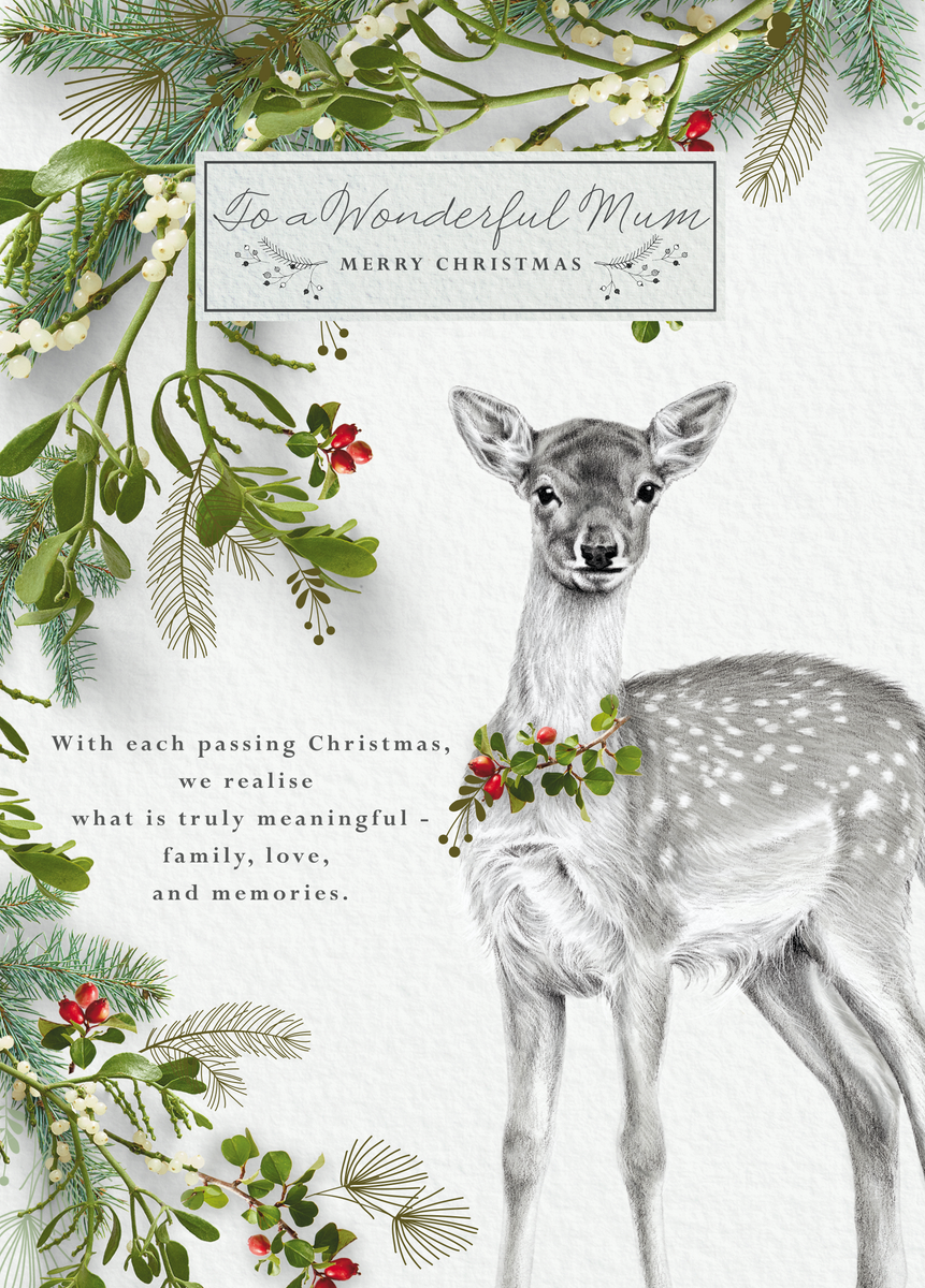 Personalised Mum Deer Heartfelt Verse Christmas Card – Hallmark