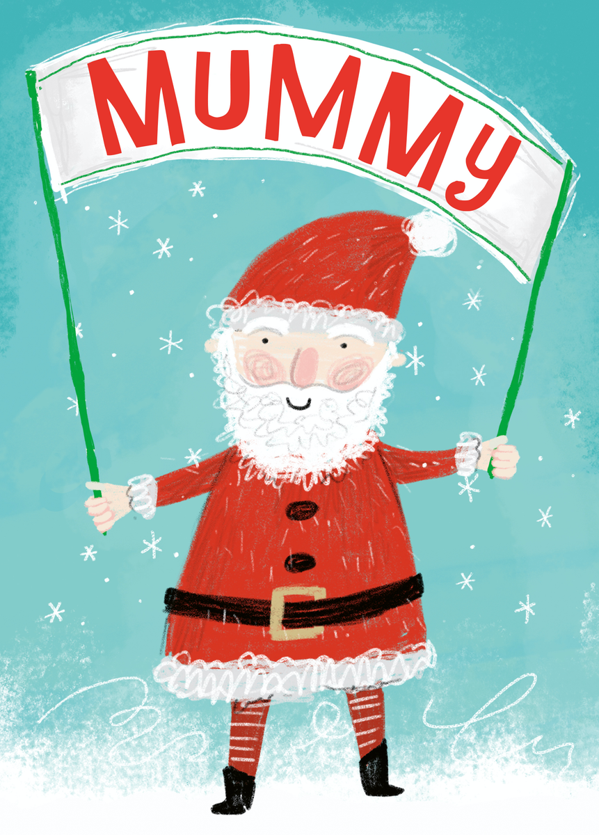 Personalised Mummy Santa Banner Kids Christmas Card – Hallmark