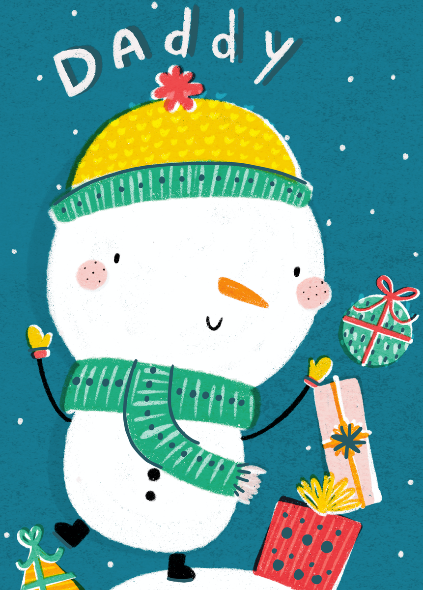 Personalised Daddy Fun Snowman Kids Christmas Card – Hallmark