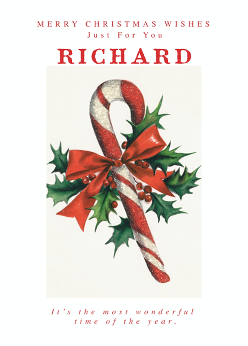 Personalised & Editable Candy Cane Christmas Card | Hallmark UK