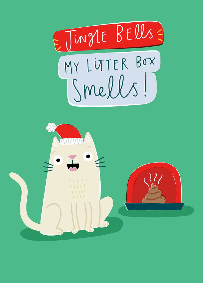 Personalised Sassy Cat Funny Litter Box Christmas Card – Hallmark