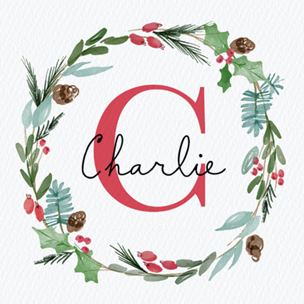 Personalised Wreath Monogram Letter C Christmas Card – Hallmark