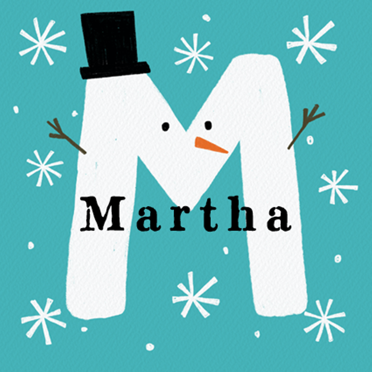 Personalised Snowman Monogram Letter M Christmas Card – Hallmark