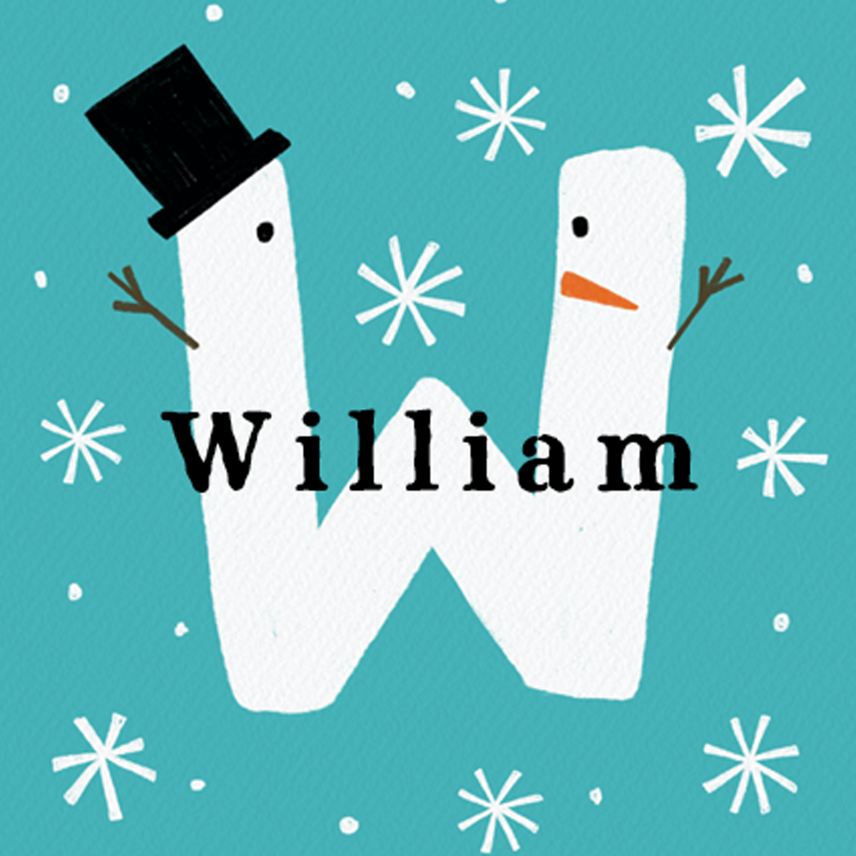Personalised Snowman Monogram Letter W Christmas Card – Hallmark