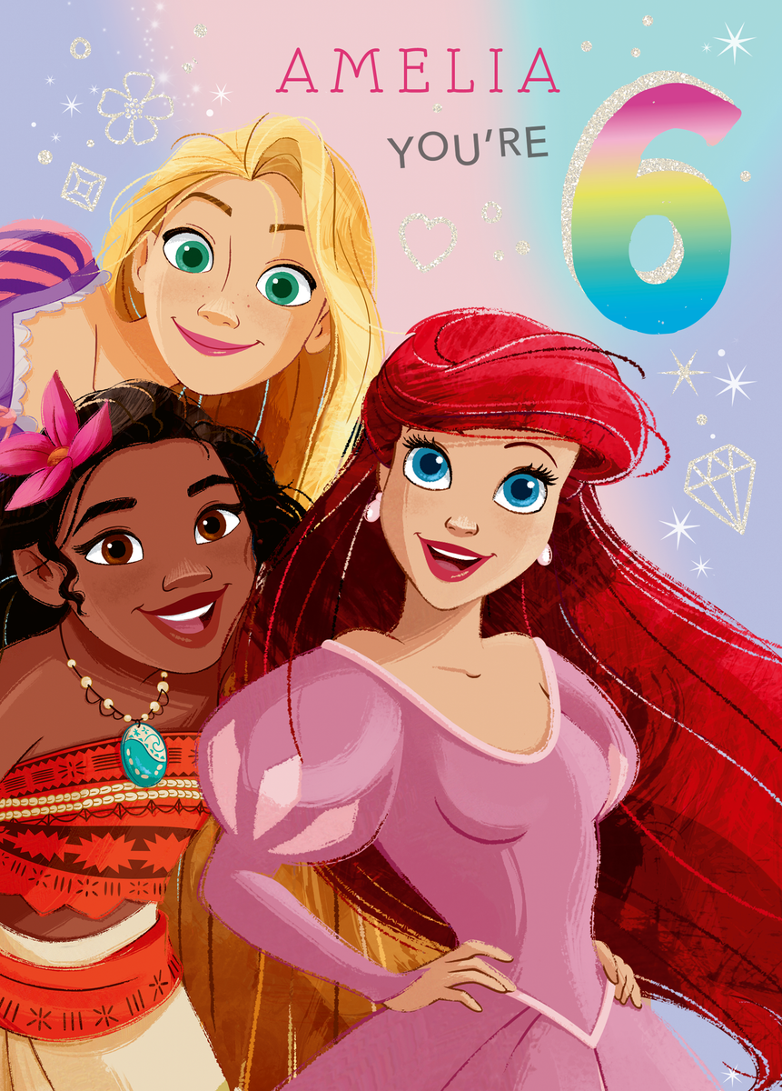 Personalised Disney Princess 6th Birthday Card | Hallmark UK