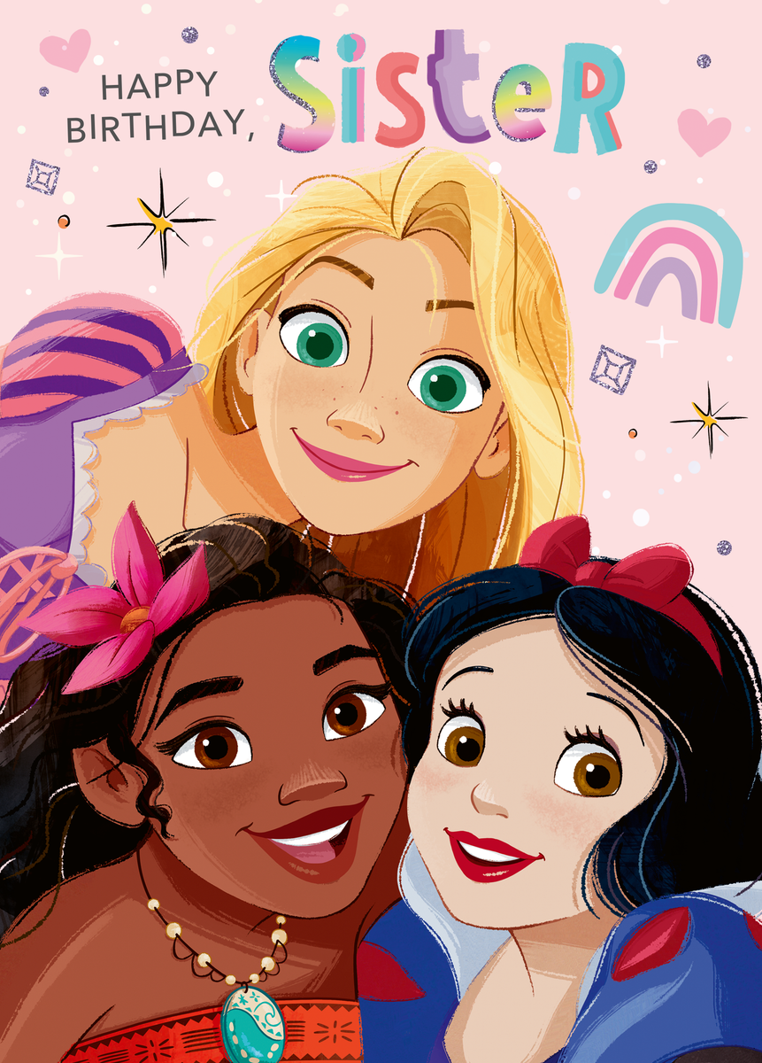 Personalised Disney Princess Birthday Card For Sister | Hallmark UK