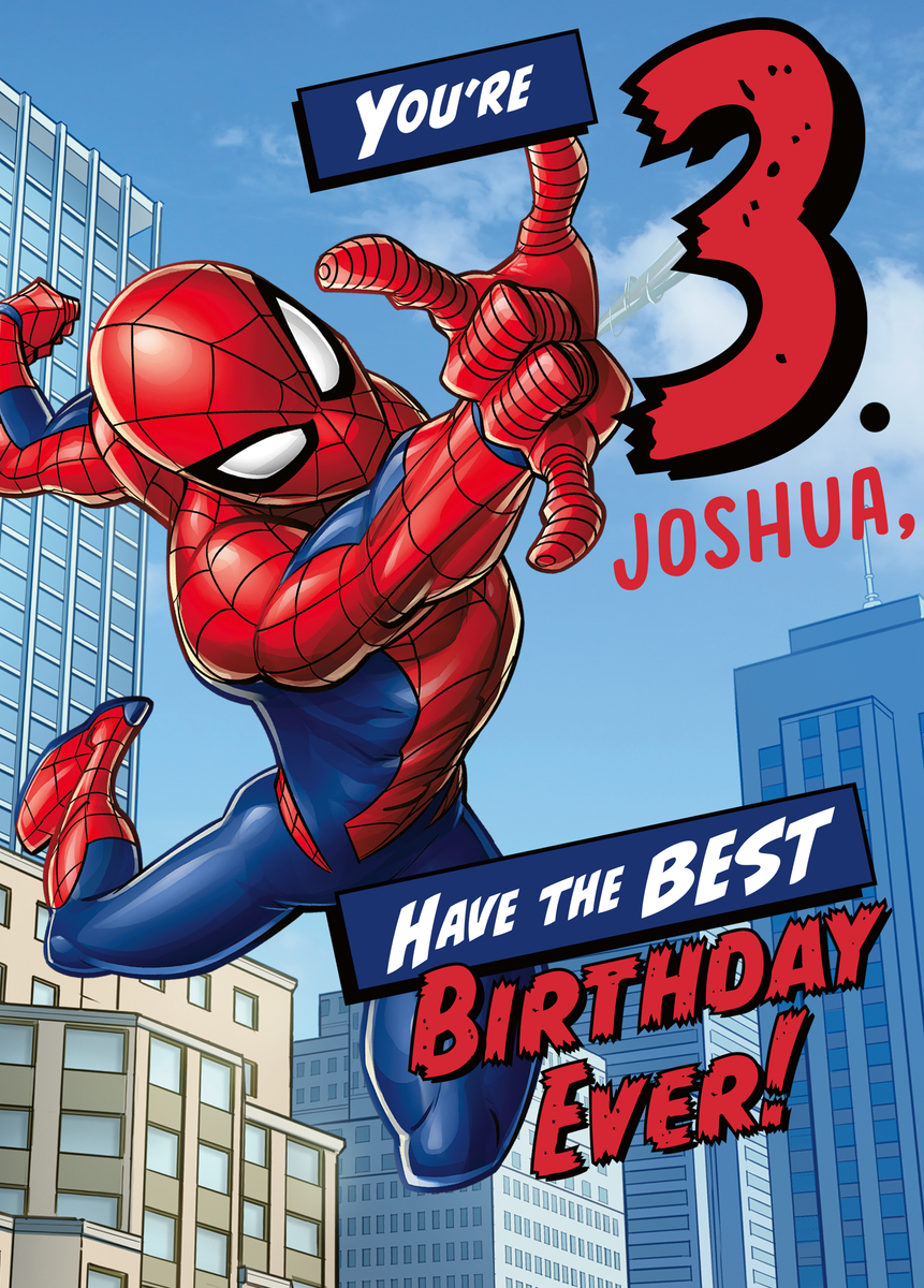 Personalised MARVEL Spider-Man 3rd Birthday Card | Hallmark UK