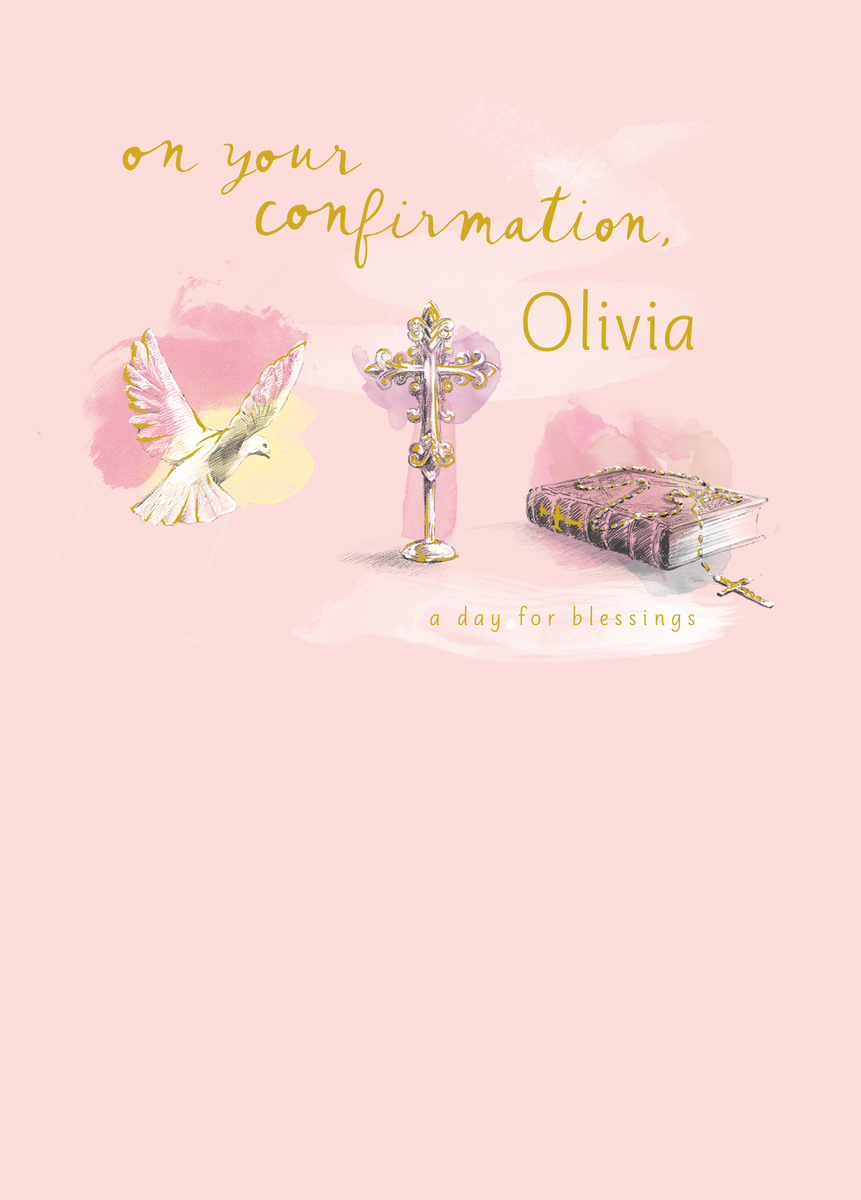 Personalised Editable Pink Religious Confirmation Card | Hallmark UK