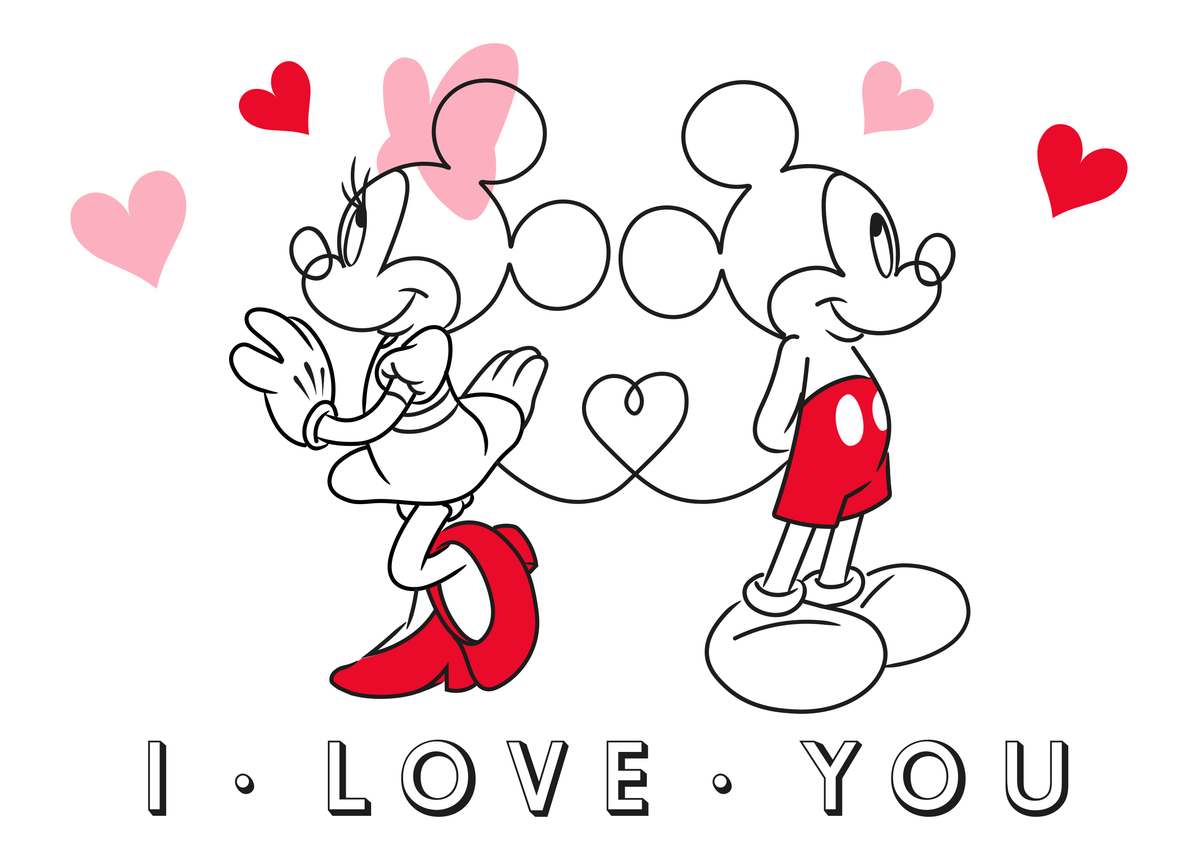 Personalised Disney Pink Hearts Valentine's Day Card | Hallmark UK