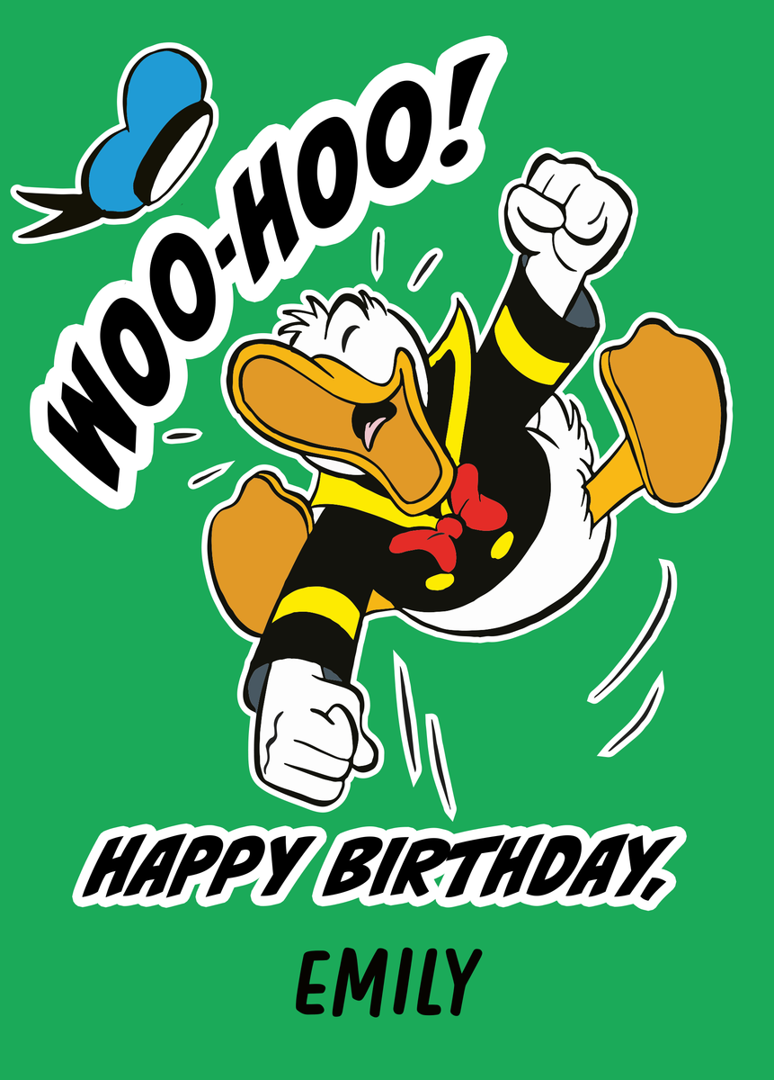 Personalised Green Donald Duck Birthday Card | Hallmark UK