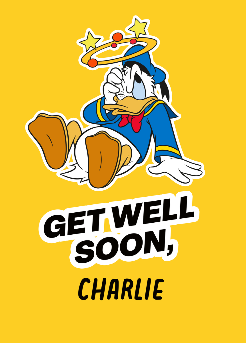 Personalised & Editable Donald Duck Get Well Soon Card | Hallmark UK