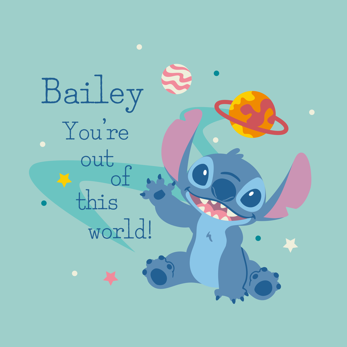 Personalised Editable Lilo & Stitch Space Greeting Card | Hallmark UK