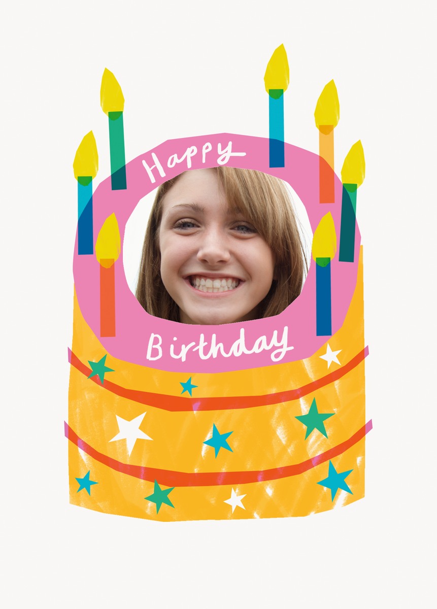 Personalised Photo Upload Bright Cake Birthday Card | Hallmark UK