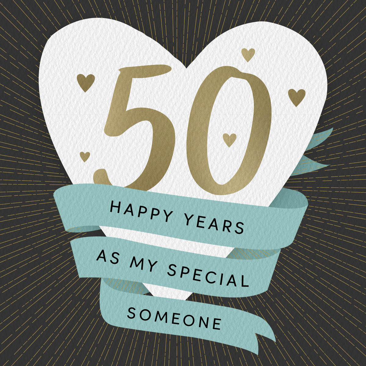 Personalised Editable White Heart 50th Anniversary Card | Hallmark UK