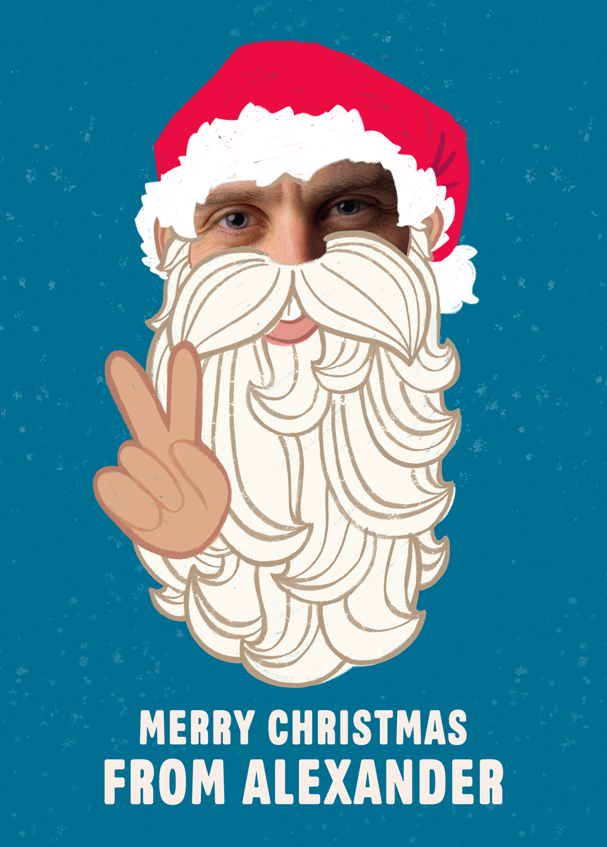 Personalised Photo Upload Santa & Peace Sign Christmas Card | Hallmark