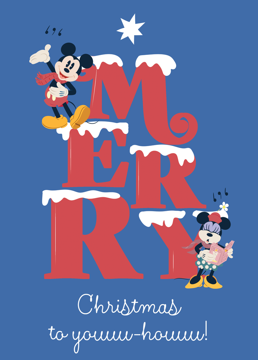 Personalised Minnie & Mickey Mouse Carols Christmas Card | Hallmark