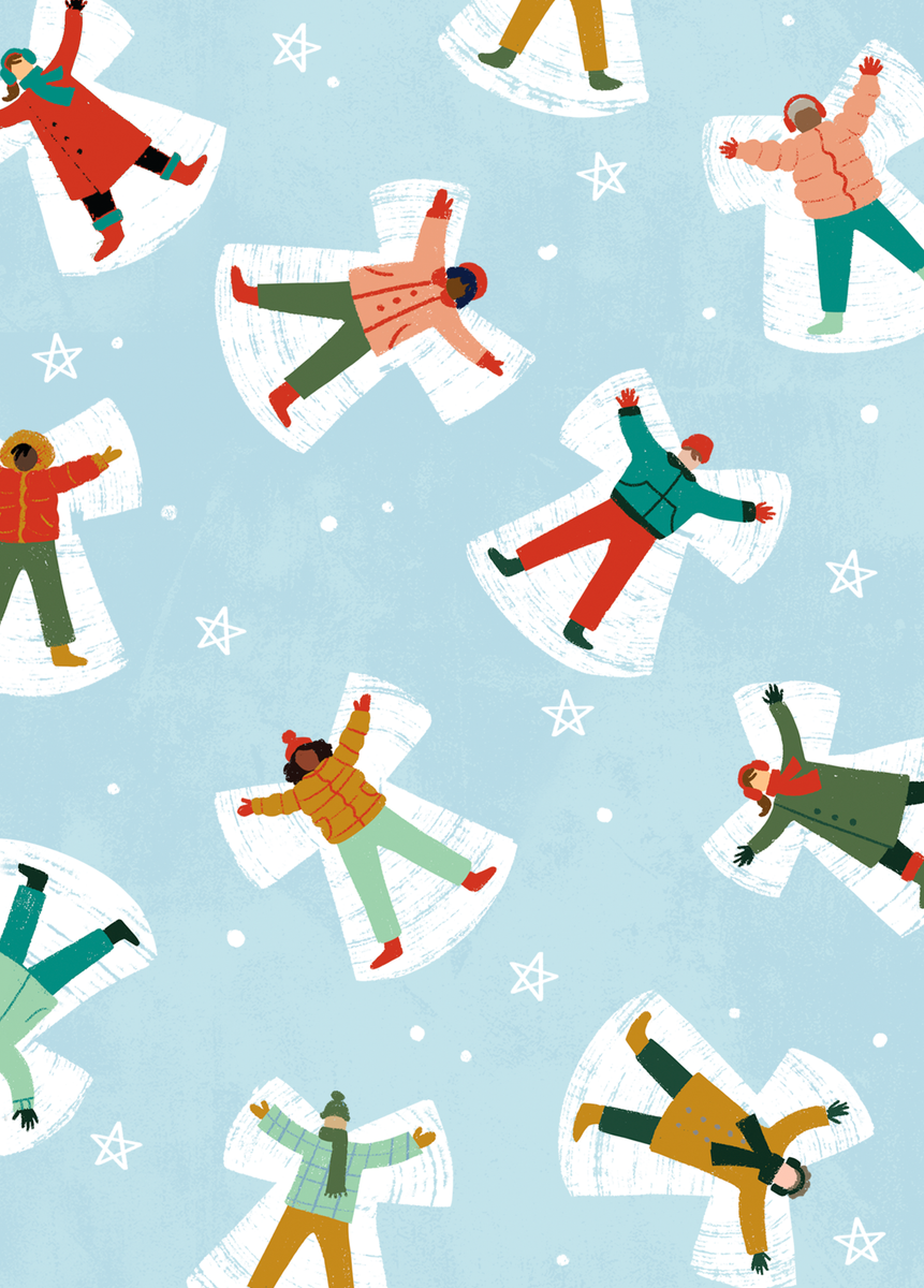 Personalised Snow Angels Illustration Christmas Card | Hallmark