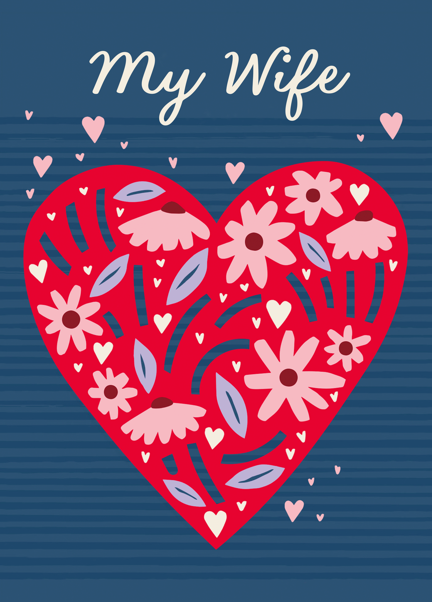 Personalised Editable Heart with Flowers Valentines Card | Hallmark