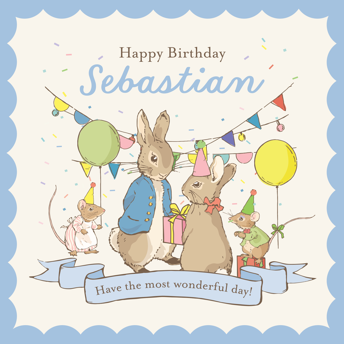 Personalised Editable Blue Peter Rabbit Birthday Card | Hallmark